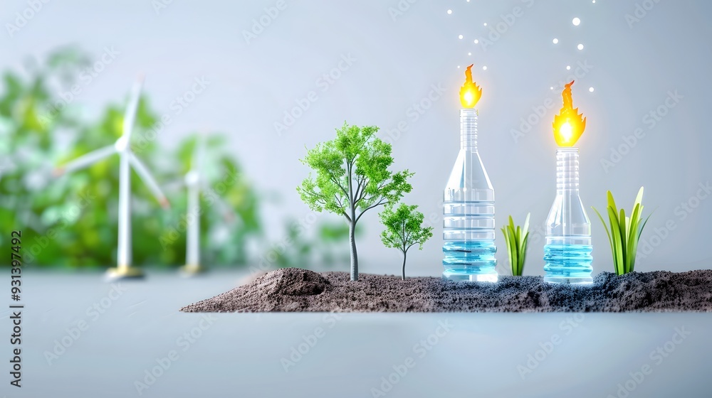 Line graph trending to zero, formed by alternating fossil fuel and ...