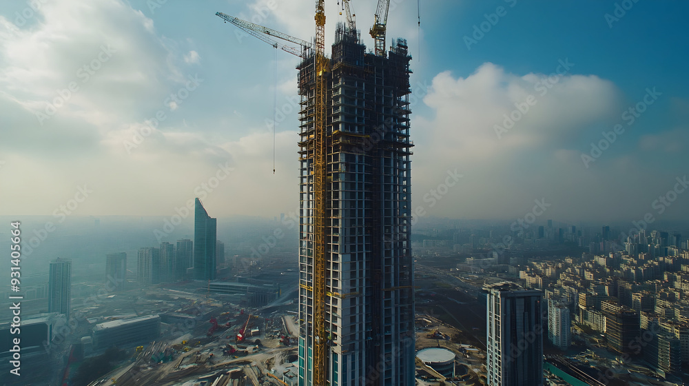 building tower under construction, industrial development, construction ...