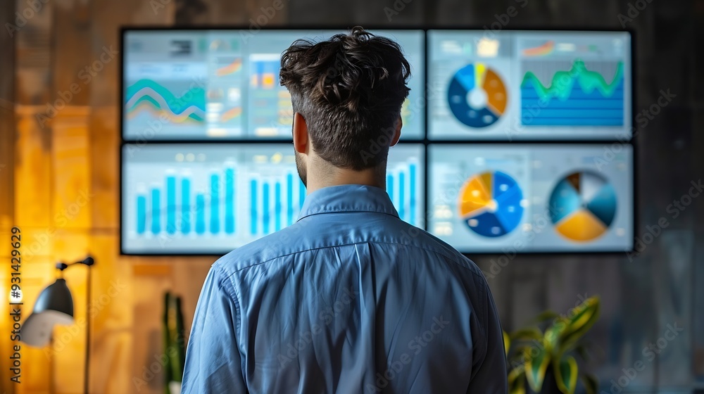 Male coach hold seminar for staff makes presentation provides sales ...