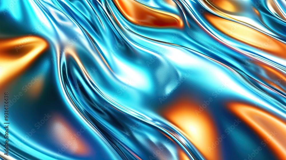 ภาพประกอบสต็อก Liquid chrome colors with smooth gradients and ...