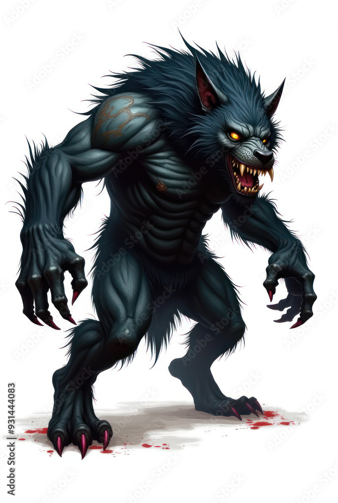 ภาพประกอบสต็อก Malevolent Werewolf in Shadows , dark fantasy aesthetic ...