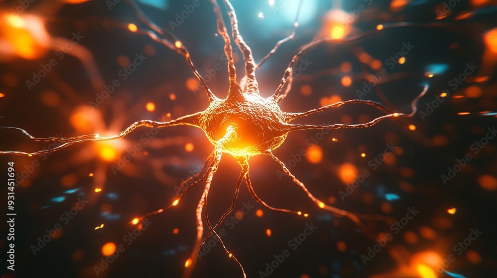 Neuron cells system disease - 3d rendered image of Neuron cell network ...