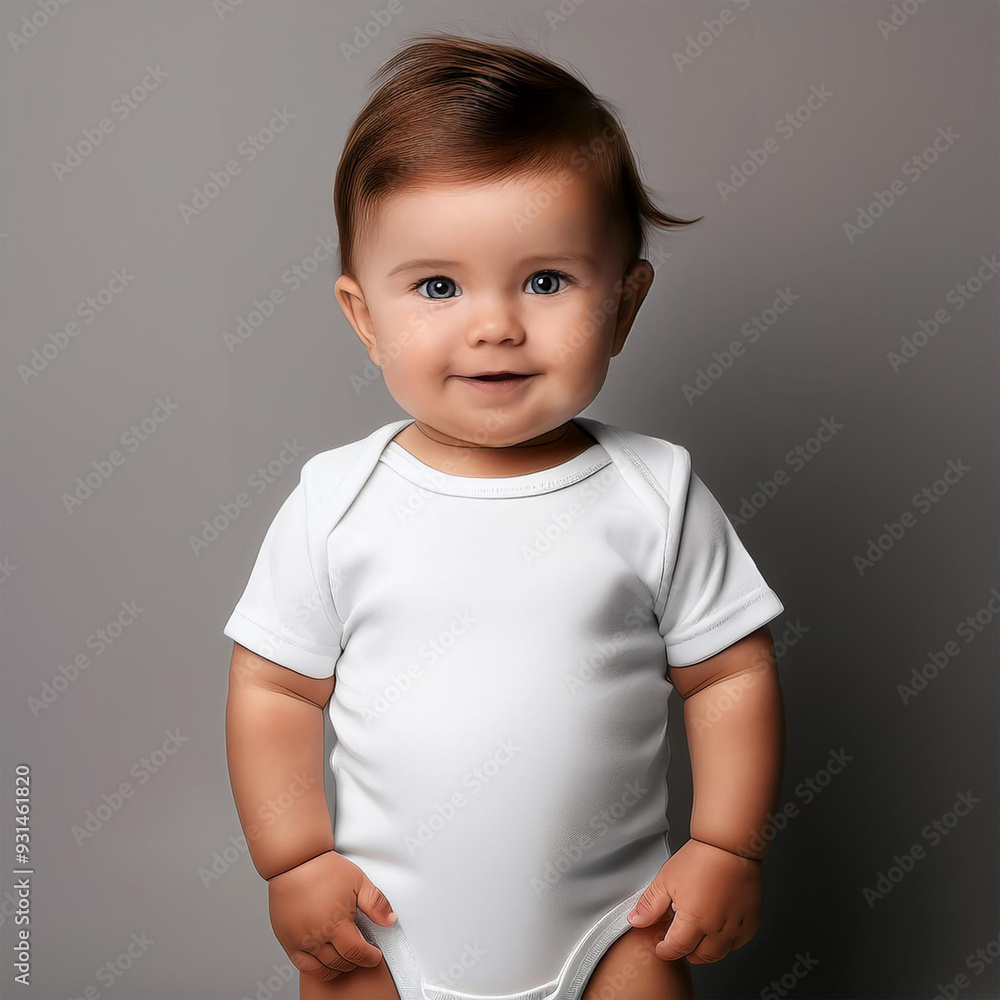 Baby in a white baby vest, plain white baby vest, baby mock-up, kids ...