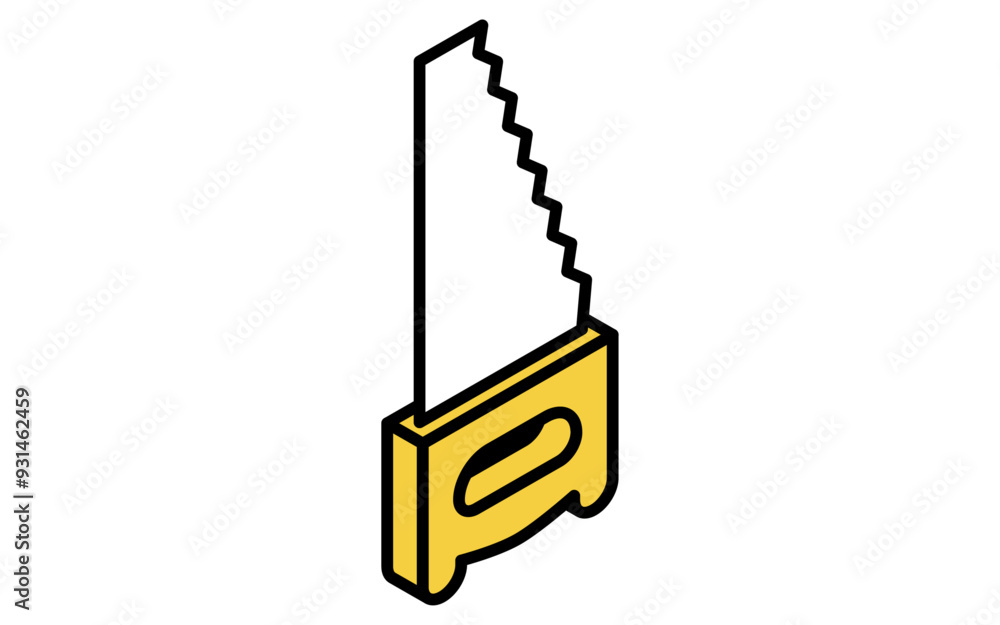 Isometric simple line drawing tool icon, Hand saw Stock Vector | Adobe ...