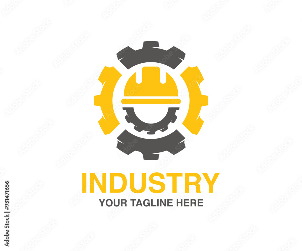 Industrial logo design. Development Gear. Workwear, helmet construction ...
