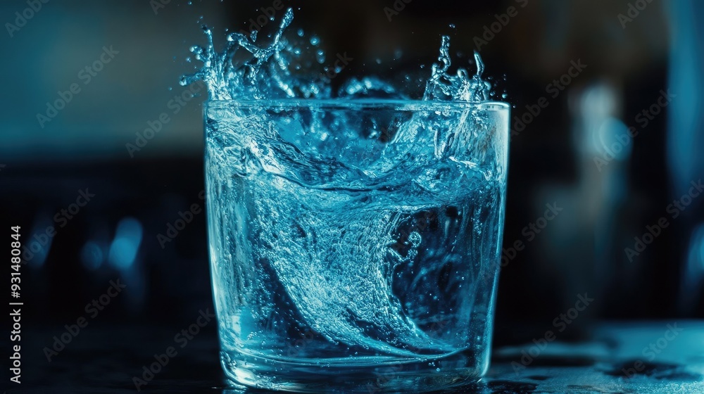 Artistic cinemagraph showing a powerful blue wave trapped inside a ...