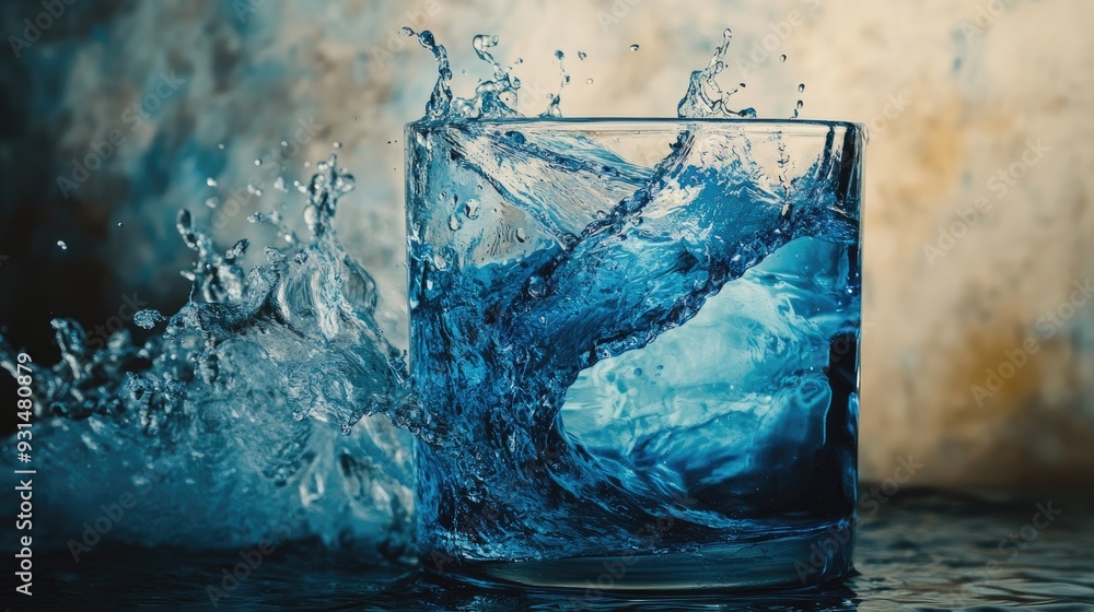 Artistic cinemagraph showing a powerful blue wave trapped inside a ...