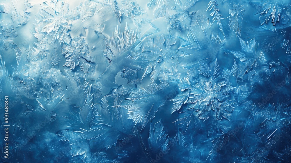 Abstract natural ice texture. Freezy ice surface. Blue backdrop with ...