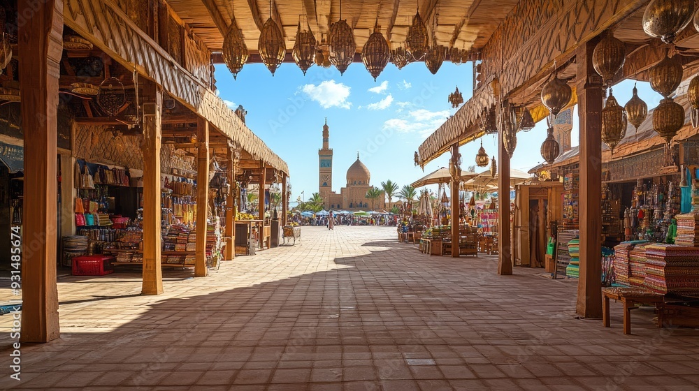 Widescreen panorama of Sharm El Sheikh Old Market, highlighting the ...