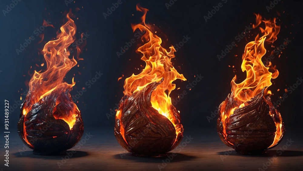 Realistic fire flame effect for digital design and graphic resources ...