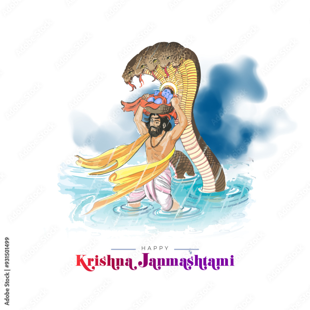 Concept of Shri krishna janmashtami, birth day of Lord Krishna. Father ...