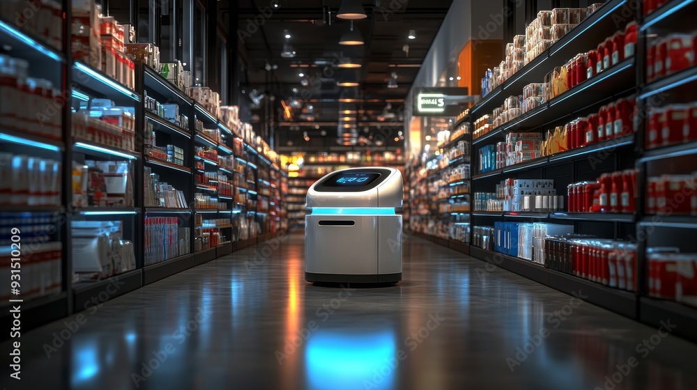 AI-Powered Autonomous Retail Restocking Robots: Robots in a store autonomously restocking ...