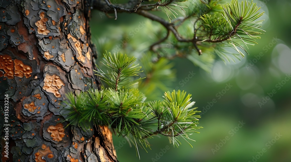 Japanese red pine Pinus densiflora It is characterized by its red bark ...