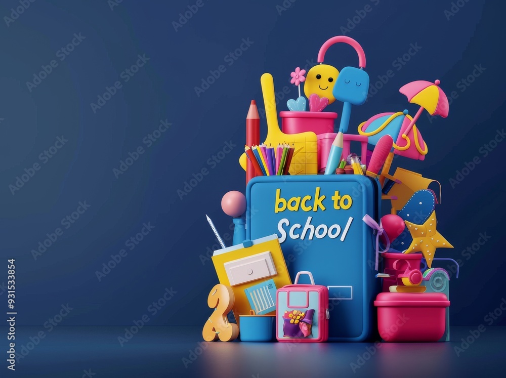 Detailed school supply posters with realistic school supplies. Letters ...