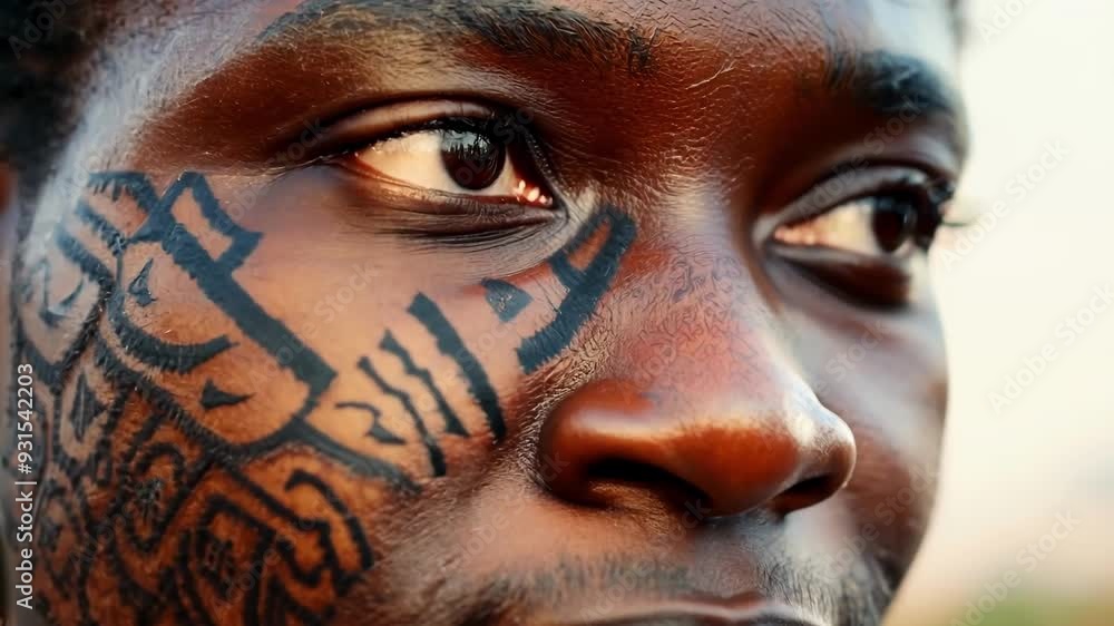 Portrait of a young man with traditional scarification marks on his ...