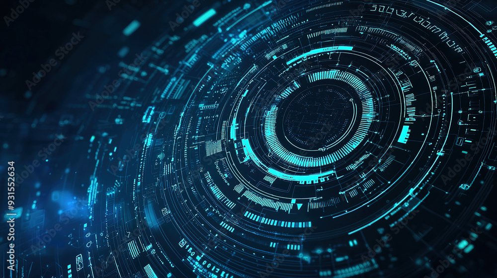 Futuristic, digital art-style background with a dark blue and teal ...