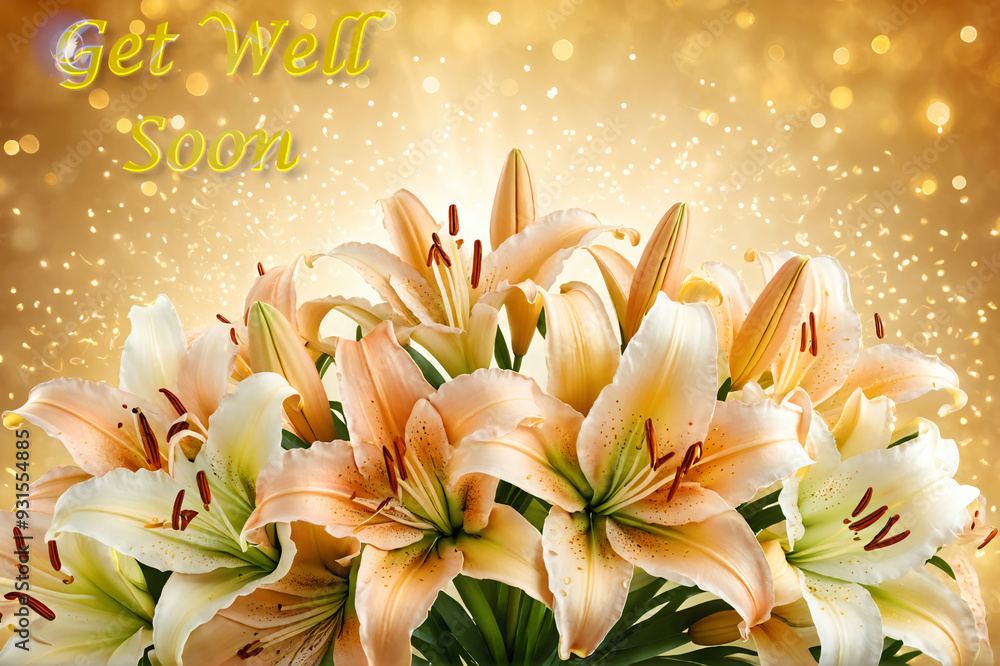 Get well soon card with a heartwarming bouquet of lily, expressing ...