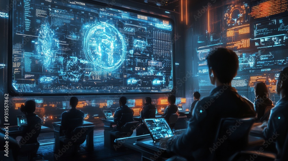 Futuristic Classroom: A classroom equipped with holographic displays ...