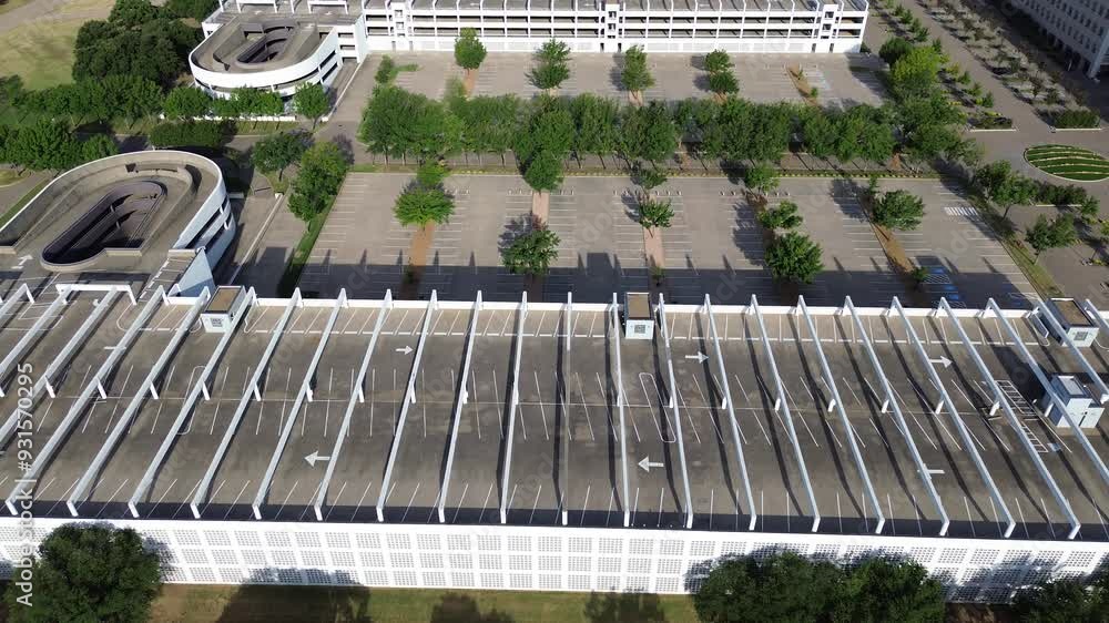Parking ramp to multilevel garage with rooftop angled parking layout ...
