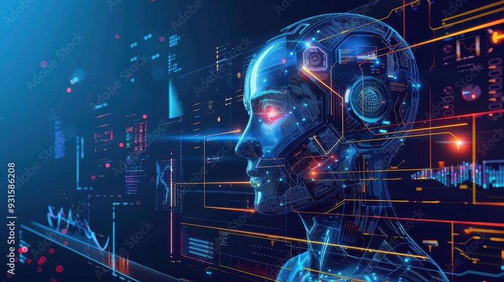 AI tools enhancing software development process, side view, depicting ...