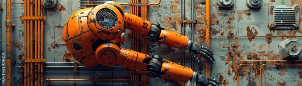 AI robotics in an industrial setting, top view, representing ...