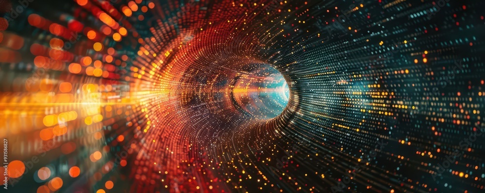 Data mining algorithms in action, top view, representing uncovering hidden patterns, digital ...