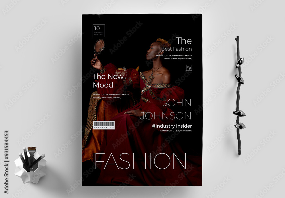 Fashion Magazine Cover Layout Set Stock Template | Adobe Stock