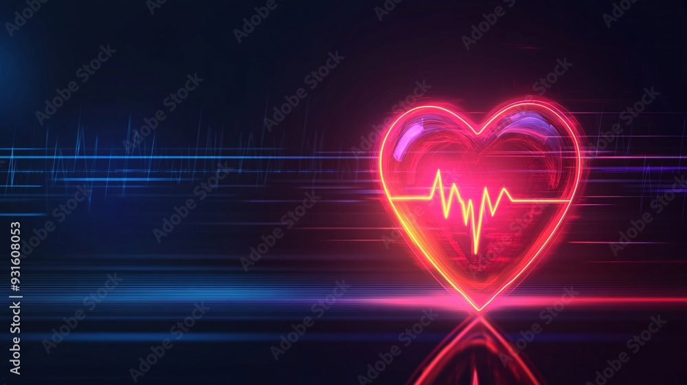 Illustrator style, heart monitor display with a steady heartbeat line ...