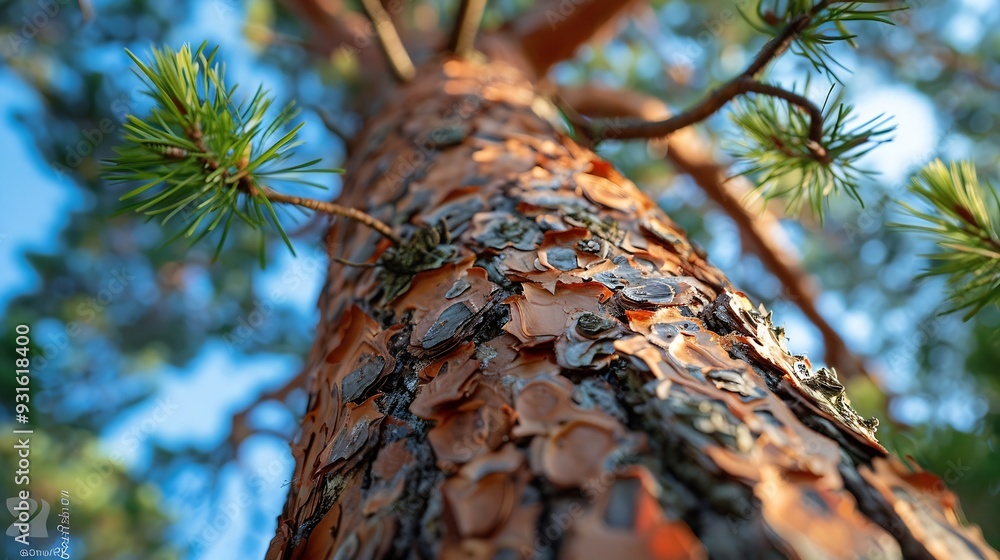 Japanese red pine Pinus densiflora It is characterized by its red bark ...