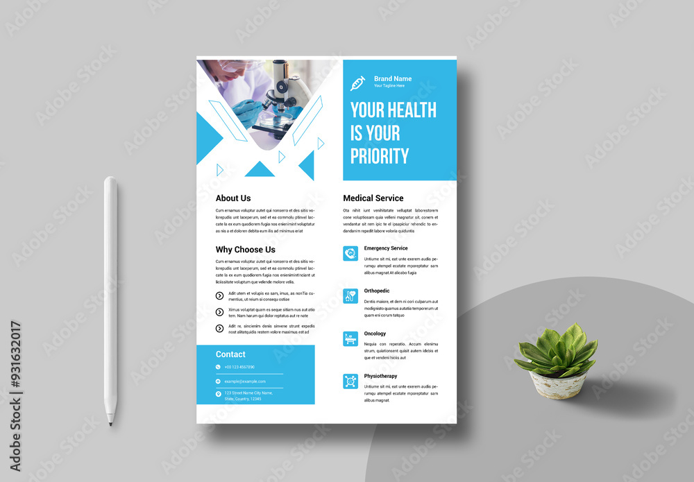 Medical Flyer Template Layout Stock Template | Adobe Stock