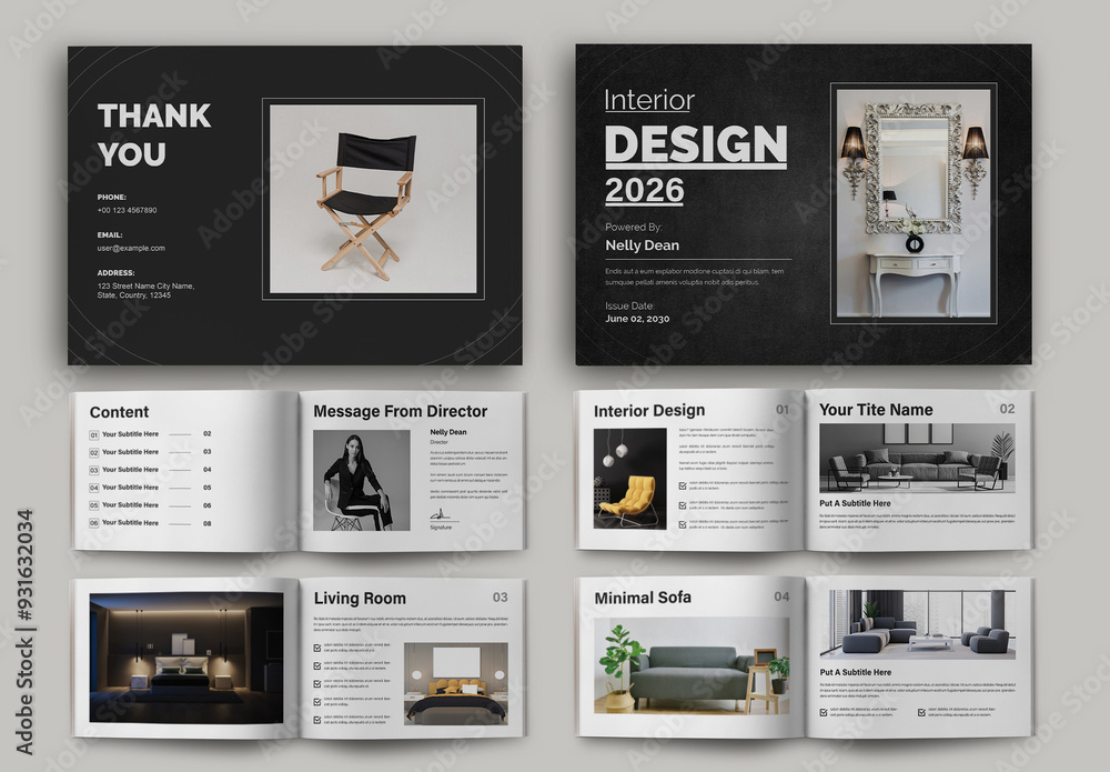Interior Design Portfolio Layout Stock Template | Adobe Stock