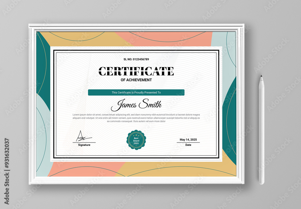 Modern Colorful Certificate Layout Stock Template | Adobe Stock