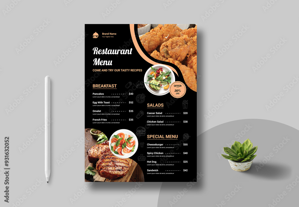 Restaurant Food Menu Layout Stock Template | Adobe Stock