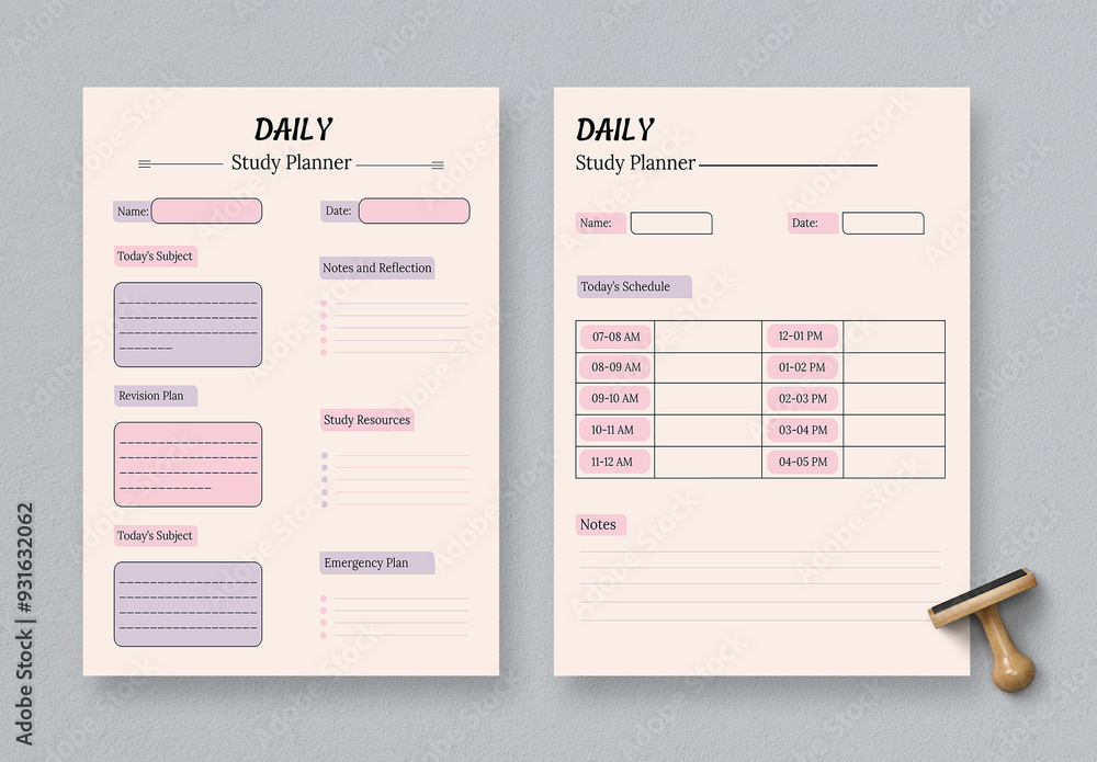 Study Planner Template Layout Stock Template | Adobe Stock