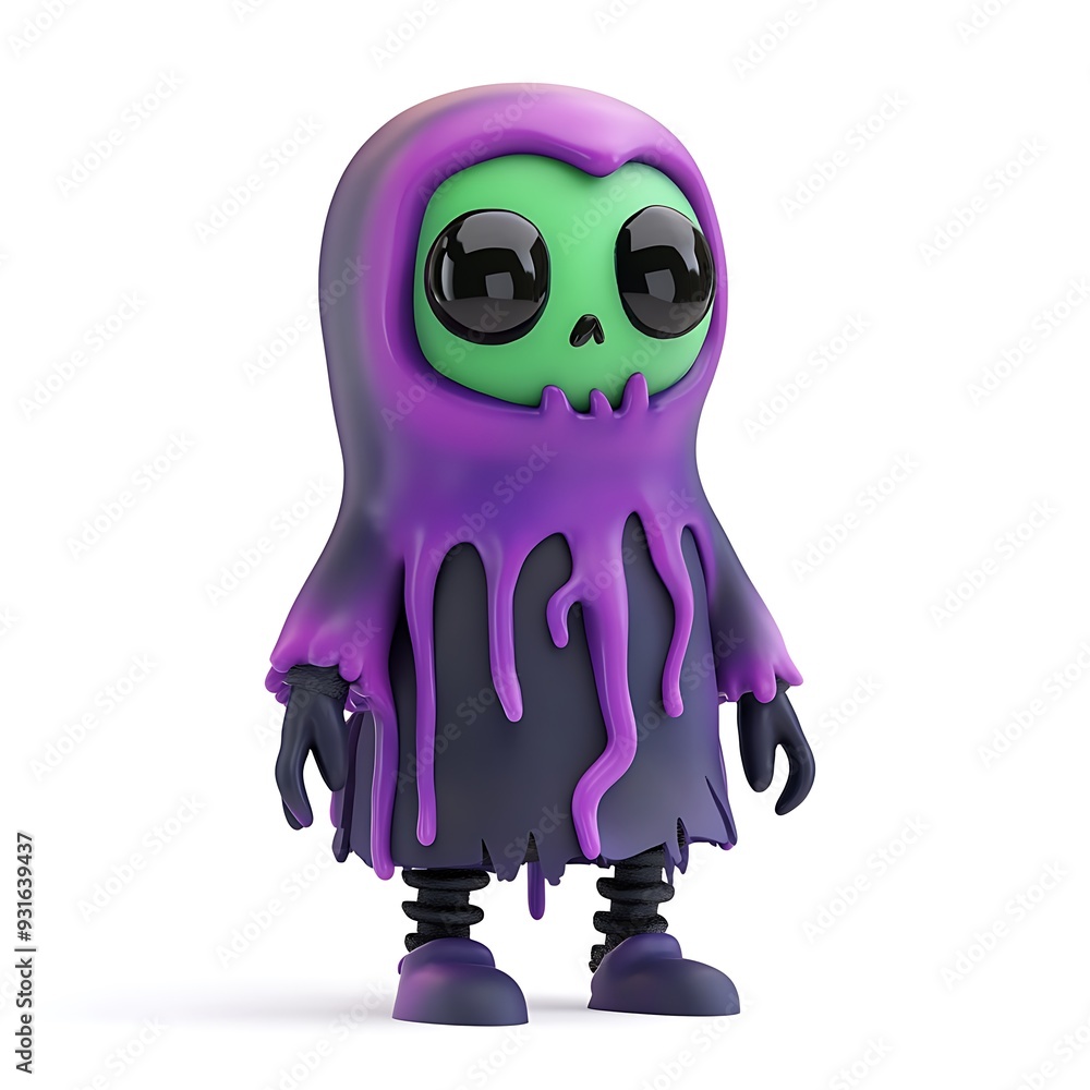 Cute, colorful, alien-like creature with large eyes and a playful ...