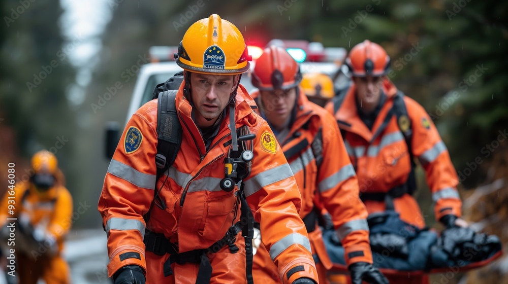 Team of emergency medical service rescuing patient. Emergency medical ...