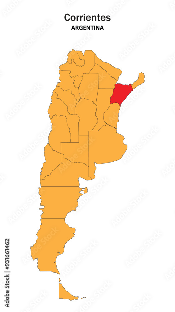 Corrientes Map is highlighted on the Argentina map with detailed state ...