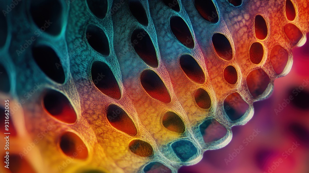 A close-up examination reveals the stunning structure and colors of an ...