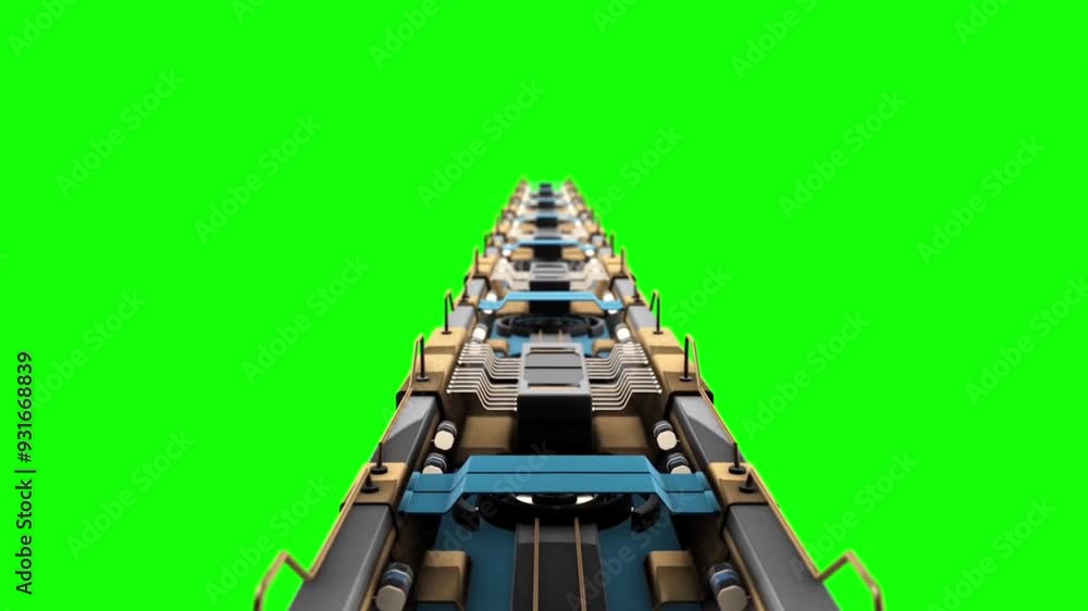 Futuristic 3D sci-fi beam animation with depth of field on green screen ...