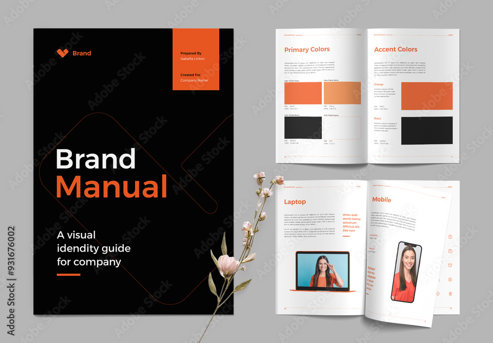 Identity Brand Manual Guidelines Book Design Template Stock Template ...