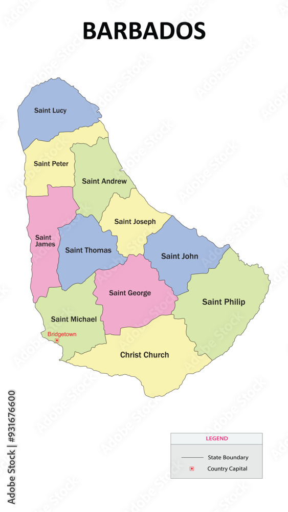 Barbados Map. State map of Barbados. State map of Barbados in colour ...