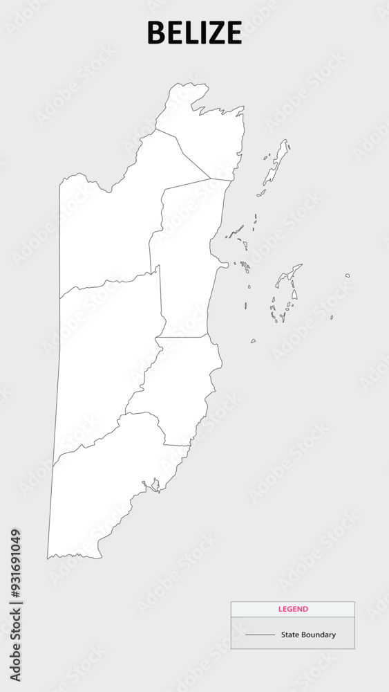 Belize Map. State map of Belize. Administrative map of Belize with ...