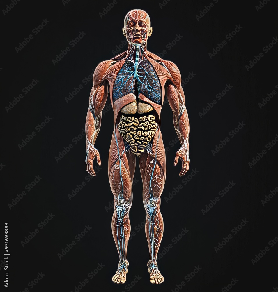 Heart, nervous system, limbic system, and skeletal system of a person ...