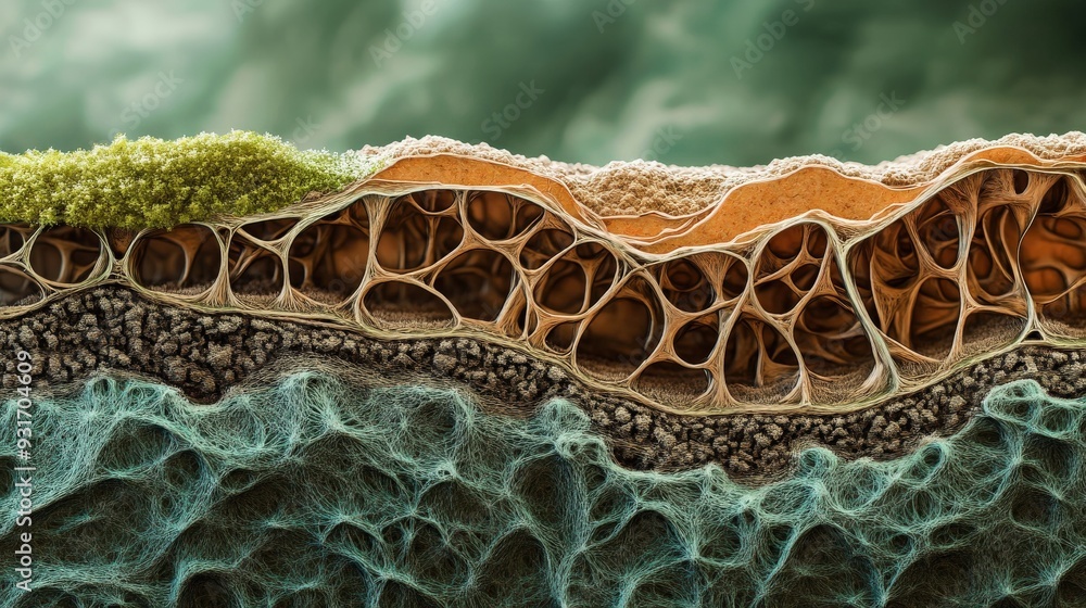The complex layers and textures in a cross section of placed b b aa eba ...
