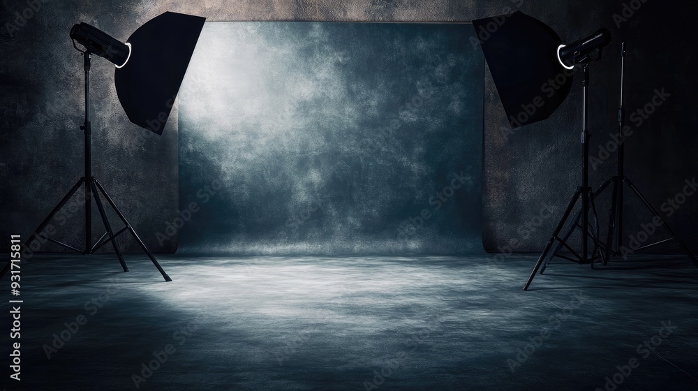Gray studio backdrop with soft floor texture and spotlight, perfect for ...