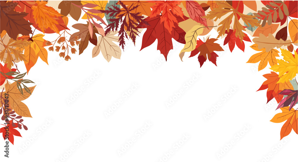 Colorful fall autumn leaves frame, border, overlay isolated on ...