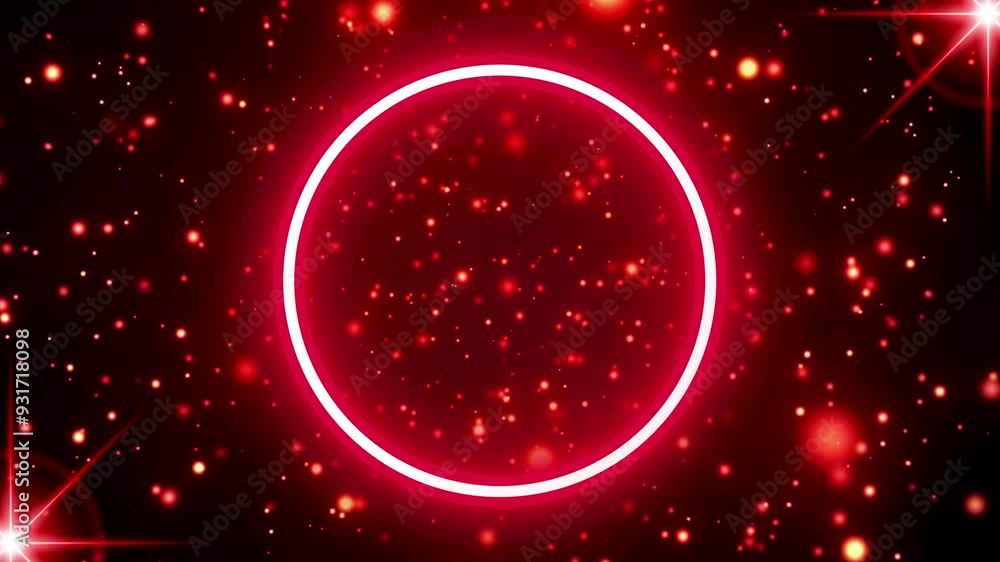Red and black shining background with Glowing neon red ring. the neon ...