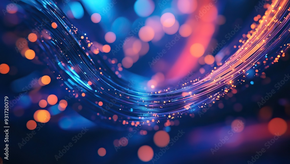 Detailed Fiber-Optic Cable with Vibrant Colors and Lights in an Ultra ...