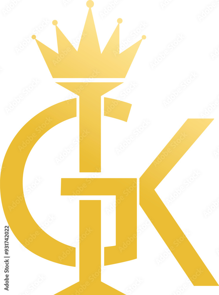 Luxury Crown GK logo design. Queen Crown KG logo vectors golden color ...