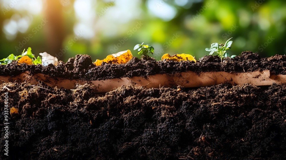Diagram of a compost pile breaking down into layers of rich soil, soil ...